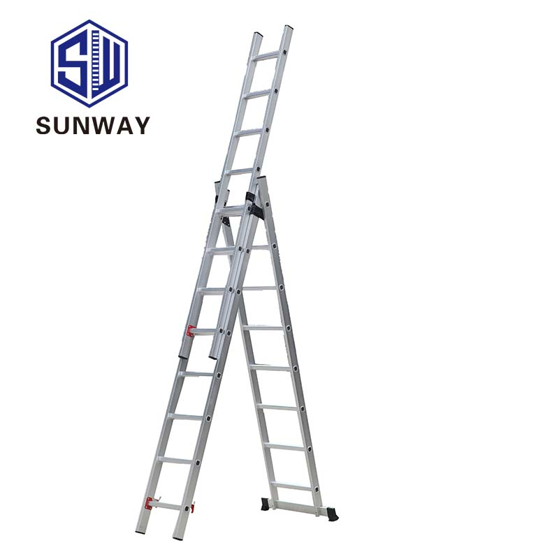 3-Section step aluminium extension ladder /combination ladders with ...