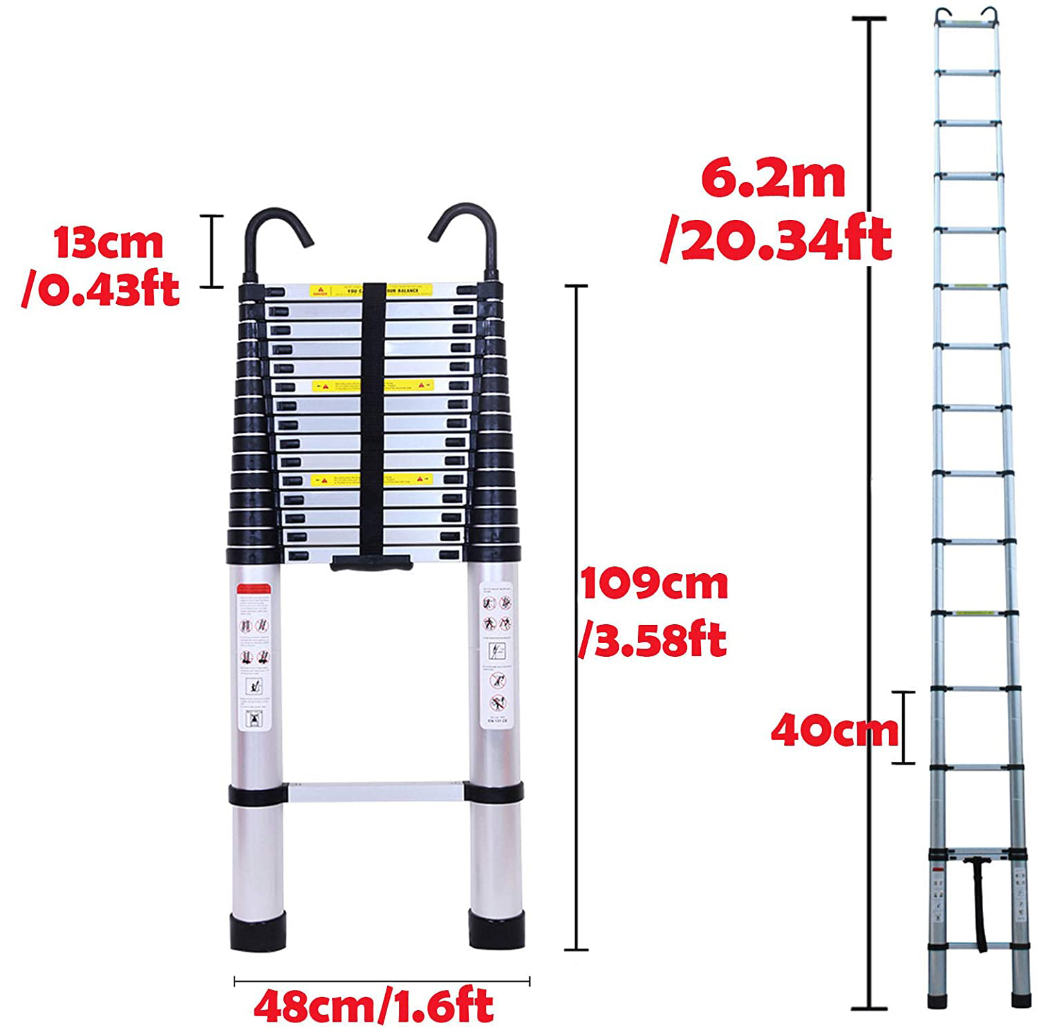 Aluminum folding attic heavy duty roofing collapsable telescopic ladder ...