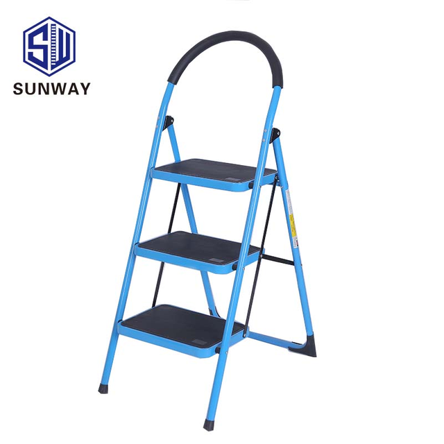 China heavy duty metal folding 3 step steel stool ladder manufacturers ...
